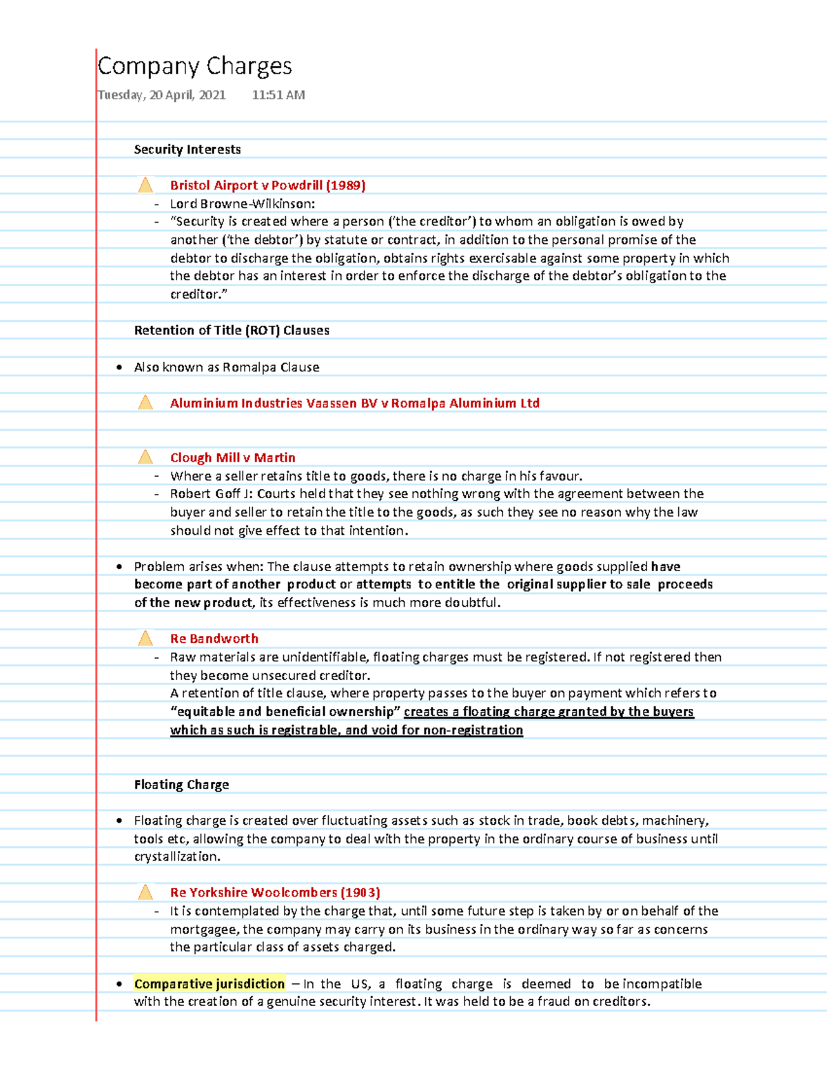 Company Charges Notes - ^ĞĐƵƌŝƚLJ /ŶƚĞƌĞƐƚƐ ƌŝƐƚŽů ŝƌƉŽƌƚ ǀ WŽǁĚƌŝůů ...