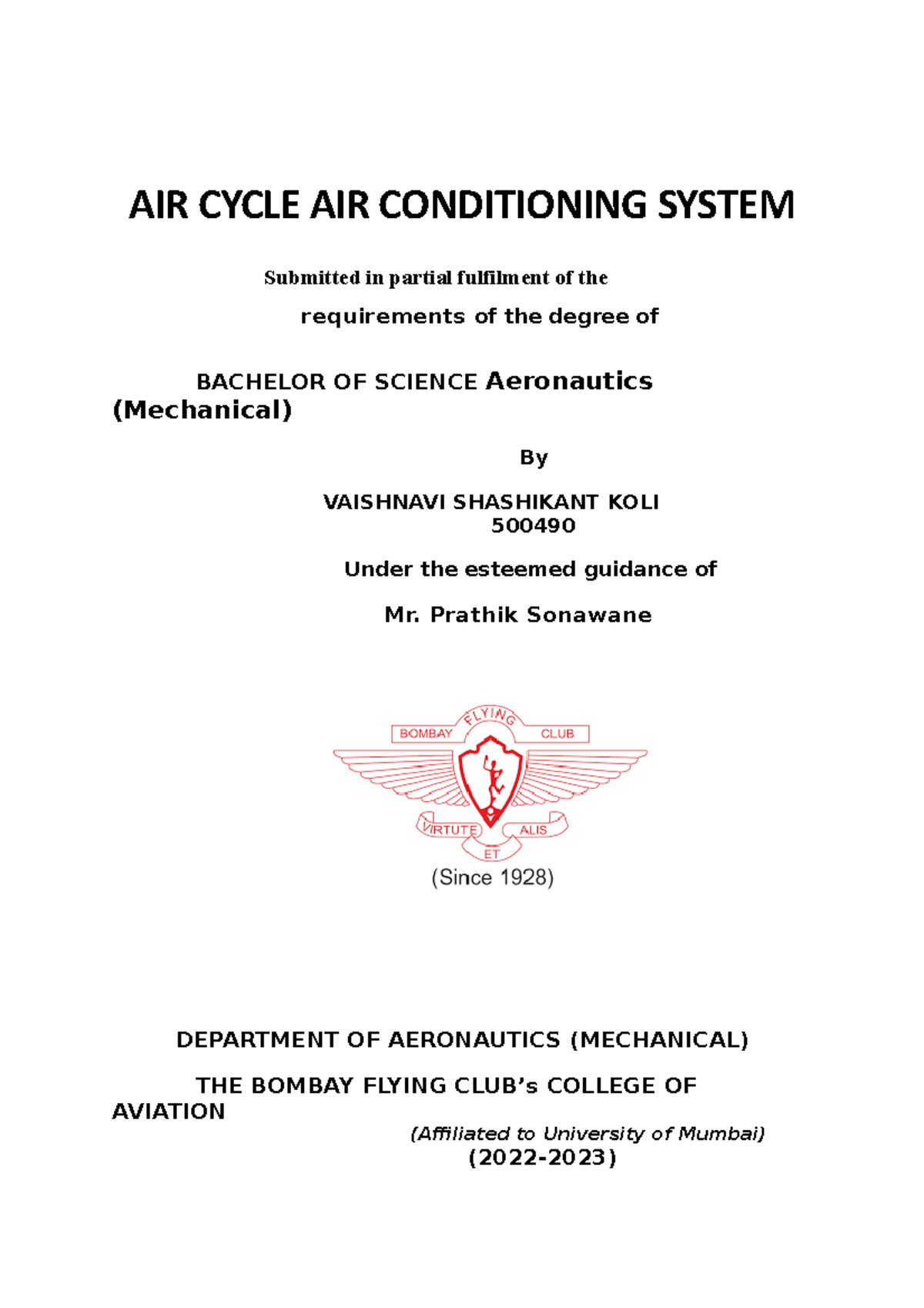 AIR Cycle AIR Conditioning System - AIR CYCLE AIR CONDITIONING SYSTEM ...