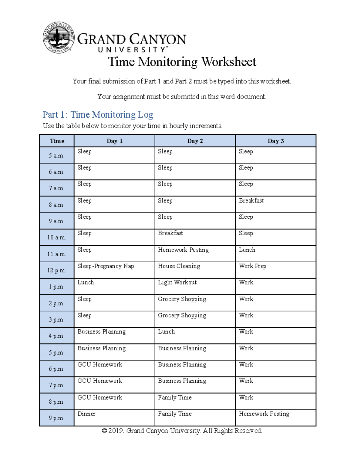 UNV-504-Time Monitor Worksheet - Time Monitoring Worksheet Your final ...