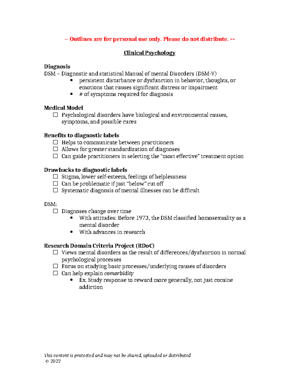 Clinical Psychology Outline-1 - Tagged - Outlines are for personal use ...