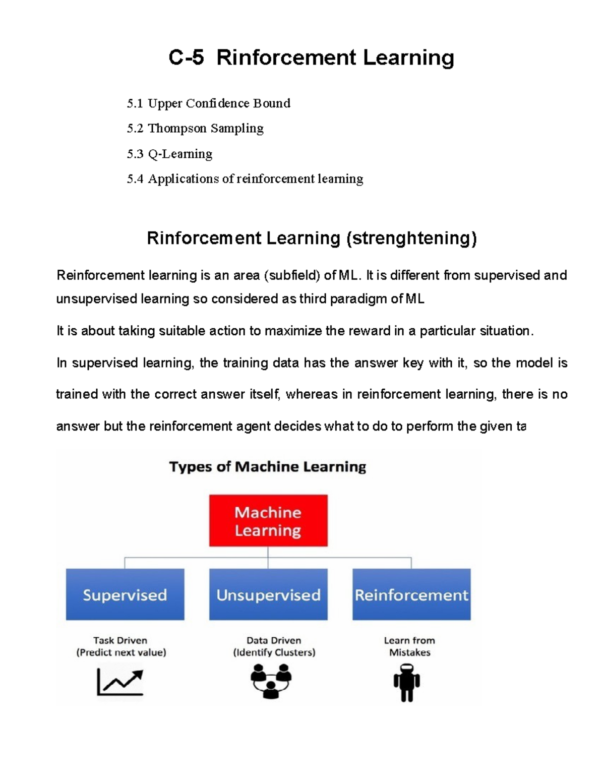 5 - notes - C-5 Rinforcement Learning 5 Upper Confidence Bound 5 ...