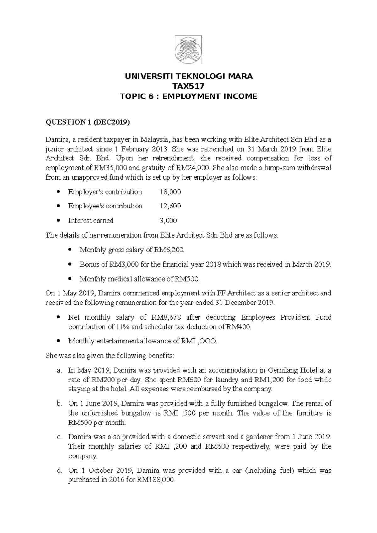 Tutorial Chapter 6 - tuto - UNIVERSITI TEKNOLOGI MARA TAX TOPIC 6 ...