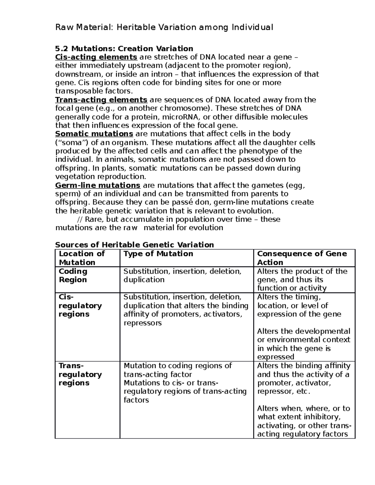 Chapter 5 - Lecture notes 5 - Raw Material: Heritable Variation among ...