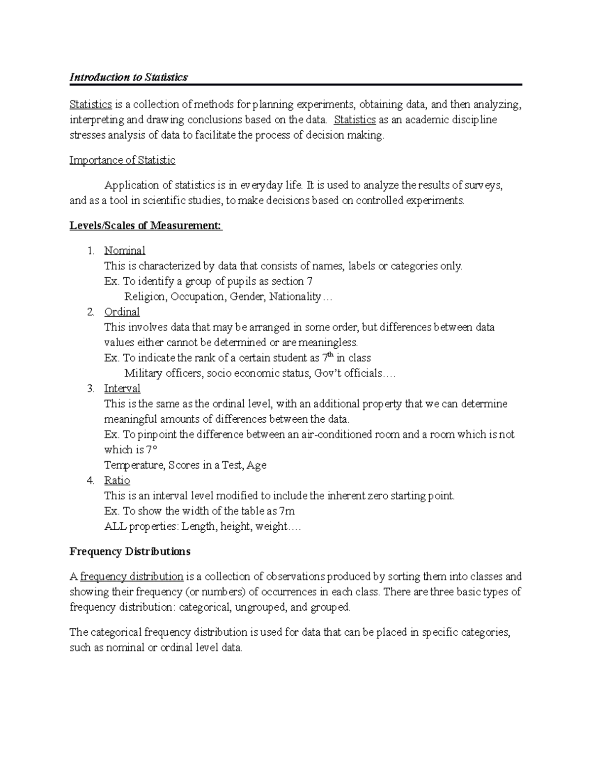 Introduction to Statistics - Mathematics In The Modern World - TIP ...