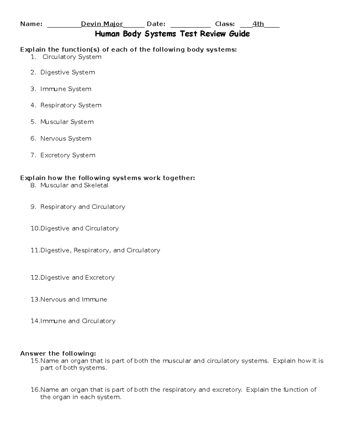 Copy of HB Test Review Guide - Name: ___Devin Major Date ...