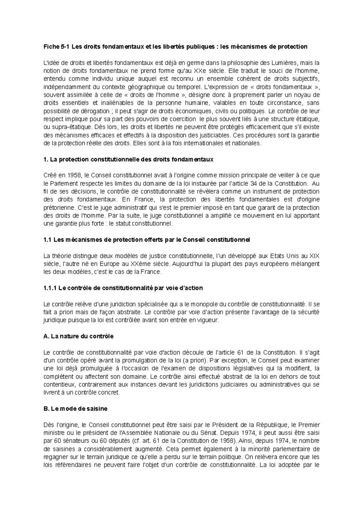 5-1 Les droits fondamentaux et les libertés publiques les mécanismes de protection - Elle ...