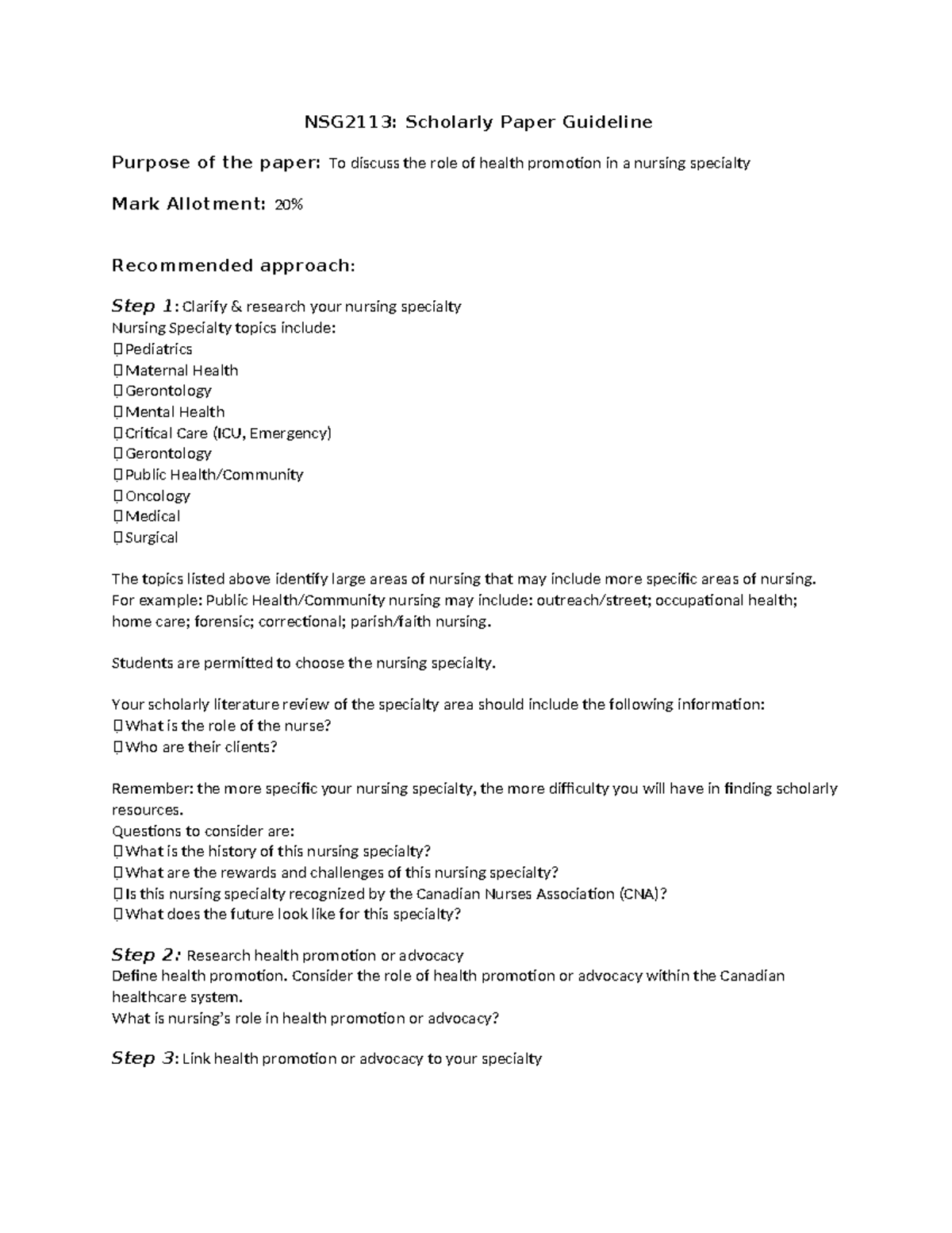 F24 NSG2113 Scholarly Paper Guideline - NSG2113: Scholarly Paper ...