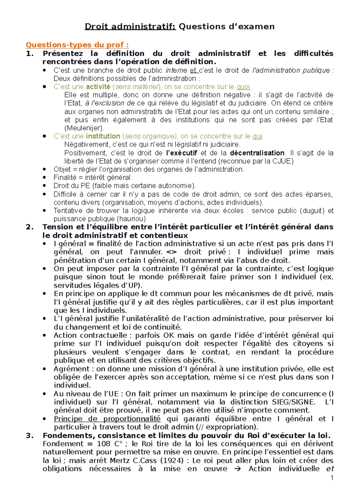 Examen, questions - Droit administratif: Questions d’examen Questions ...