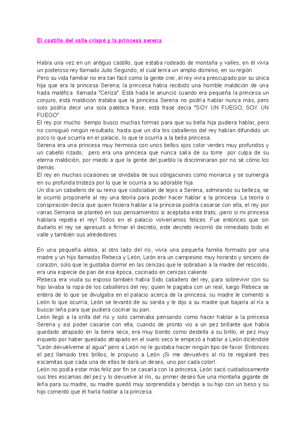 Castillo - Cuento - El castillo del valle crispó y la princesa serena ...