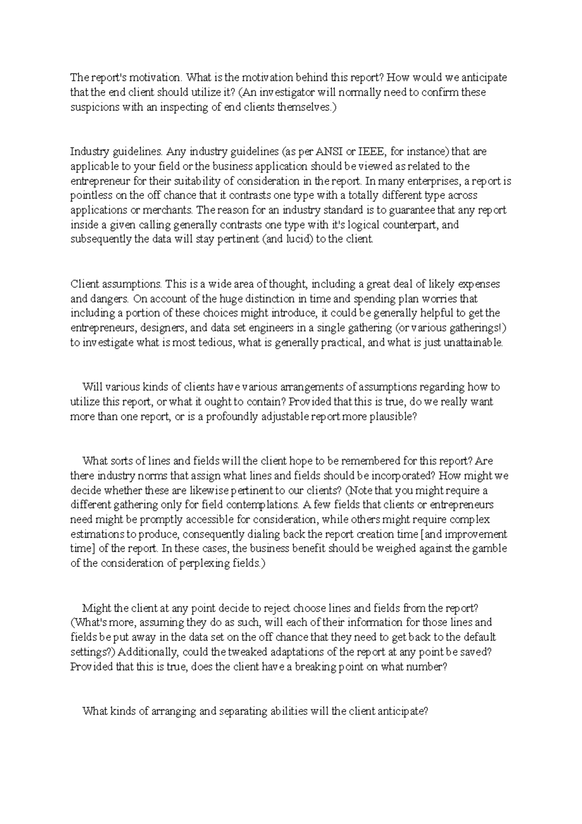 Week 3 - assignment for week 3 - The report's motivation. What is the ...