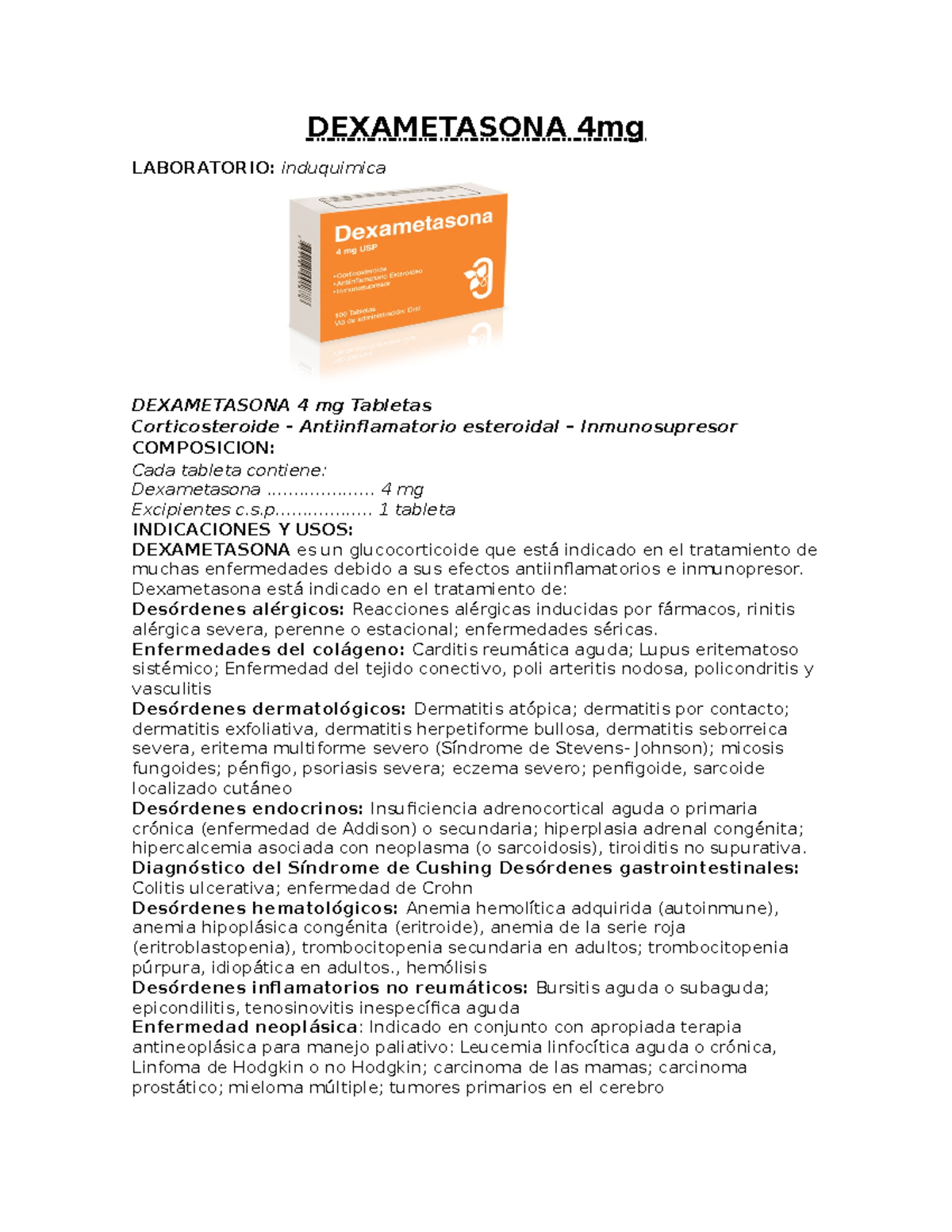 Dexametasona 4mg - MEDICAMENTO - DEXAMETASONA 4mg LABORATORIO ...