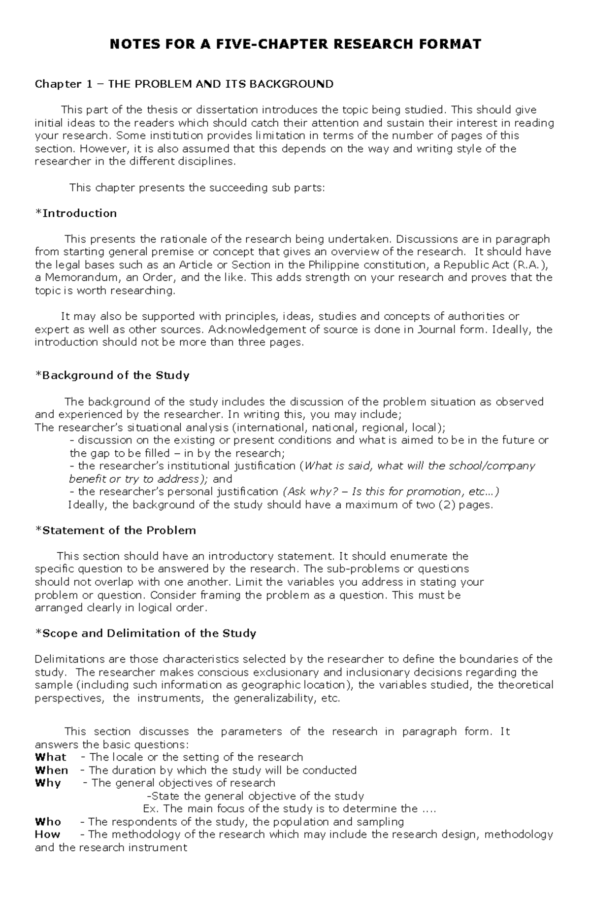 Fabian Notes-FOR-A-FIVE- Chapter- Research- Format - NOTES FOR A FIVE ...