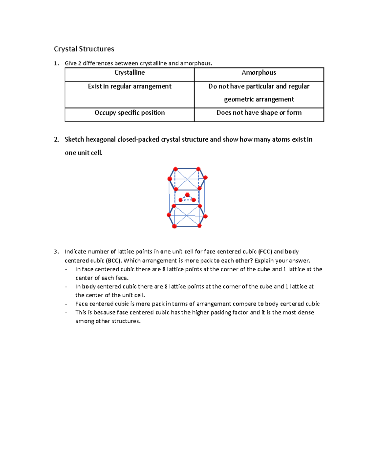 INORGANIC CHEMISTRY - Crystal Structures - Crystal Structures Give 2 ...