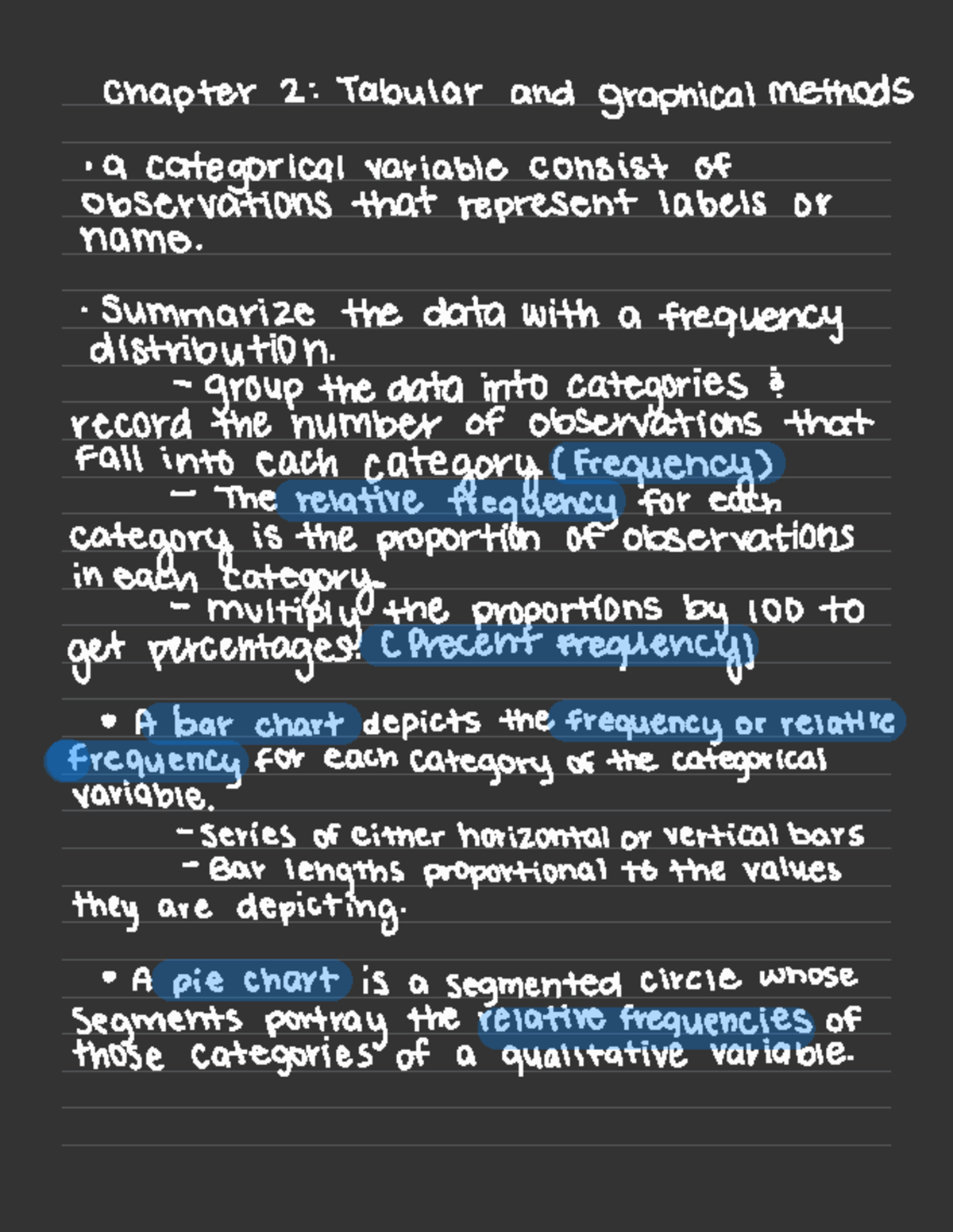 Econ Statistics - chapter 2 notes - Chapter 2 : Tabular and graphical ...