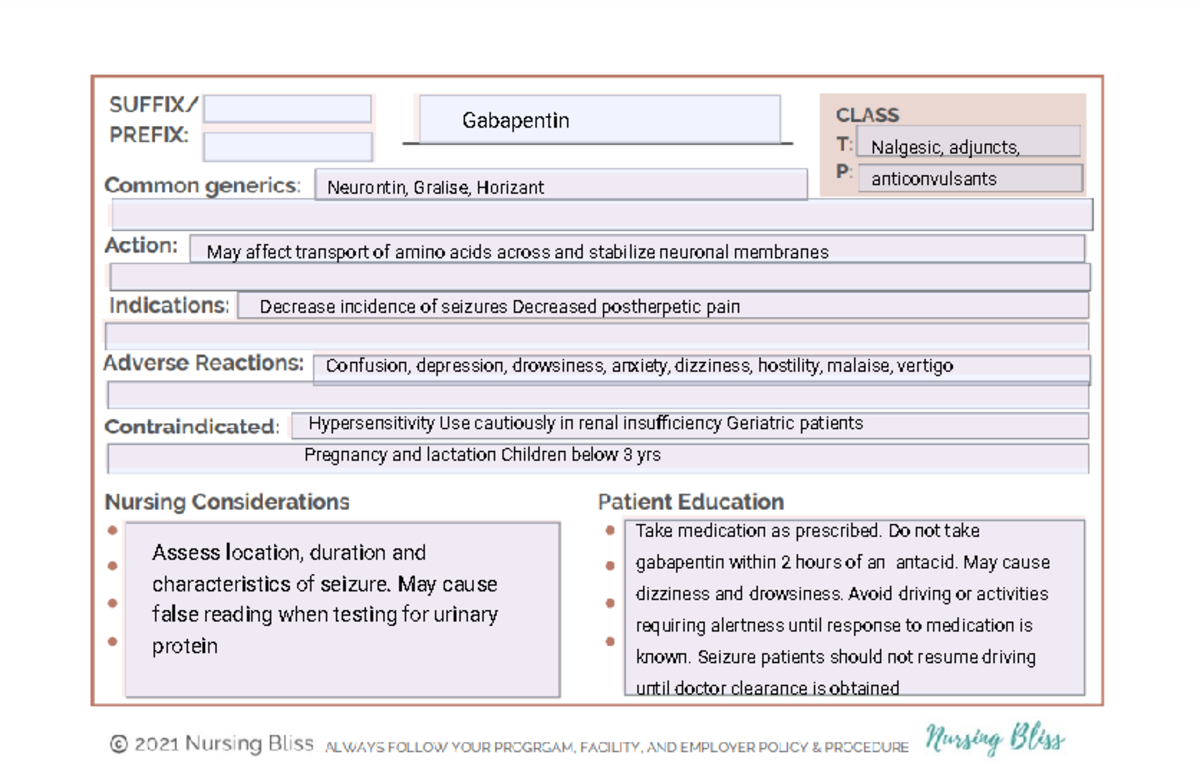 Gabapentin drug - CELL 3050 - Studocu