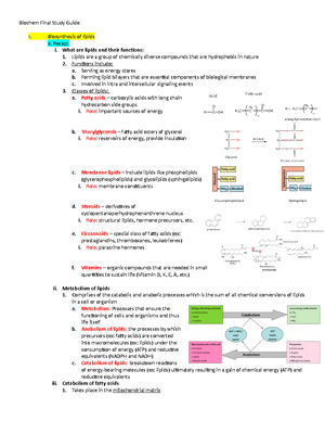 Biochem 2 exam 2 outline - Bioenergetics and Rxns Life and Chemical ...