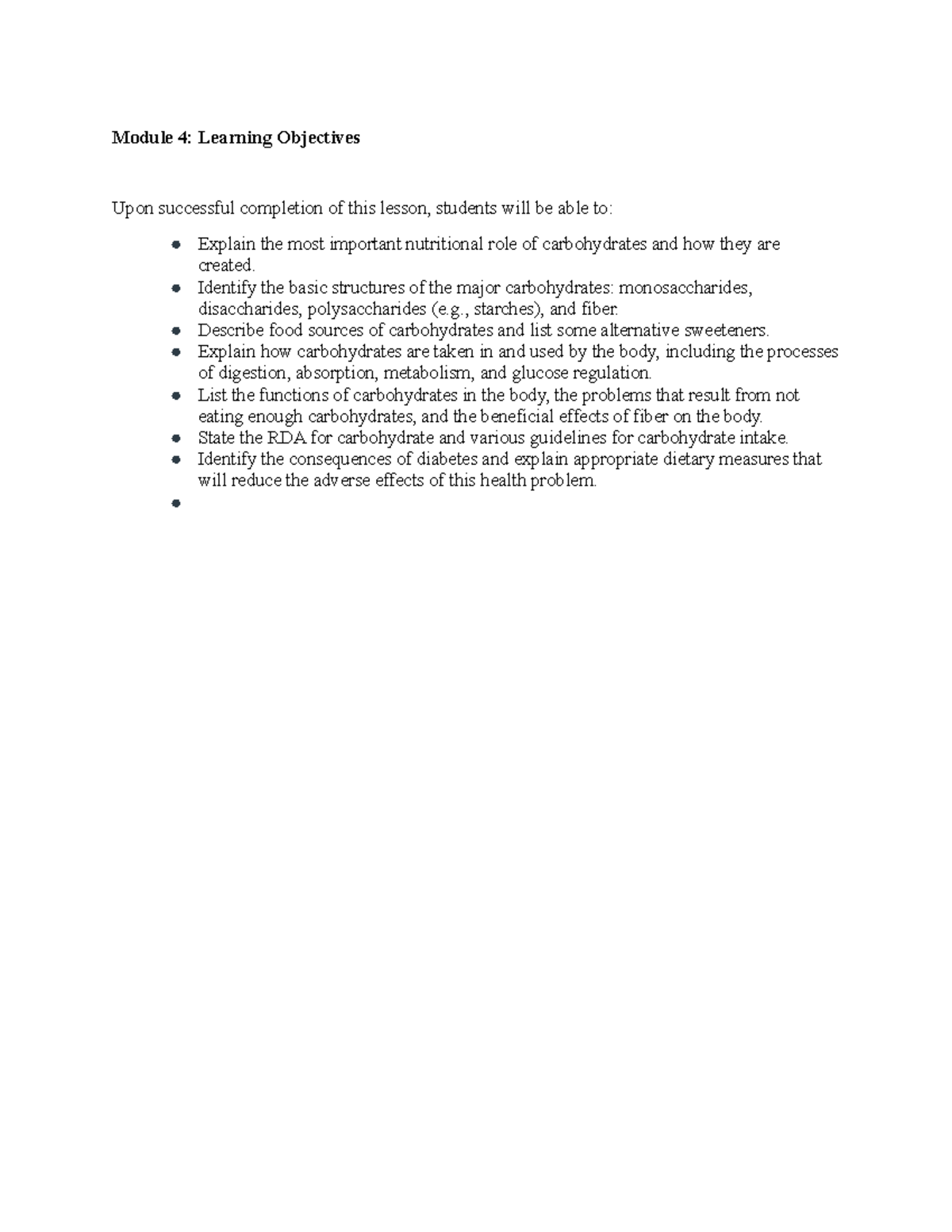 Module 4 Learning Objectives - Module 4: Learning Objectives Upon ...