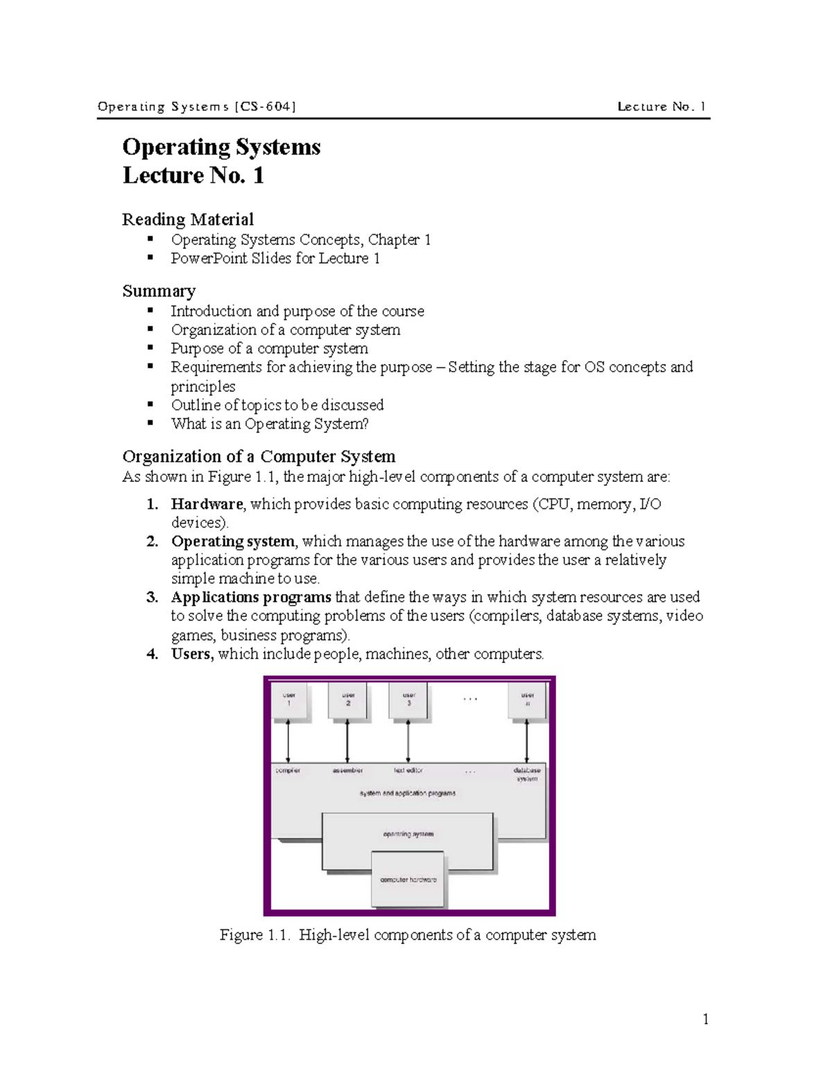 Lecture 1 - A good introduction to operating systems - Copyright: Syed ...