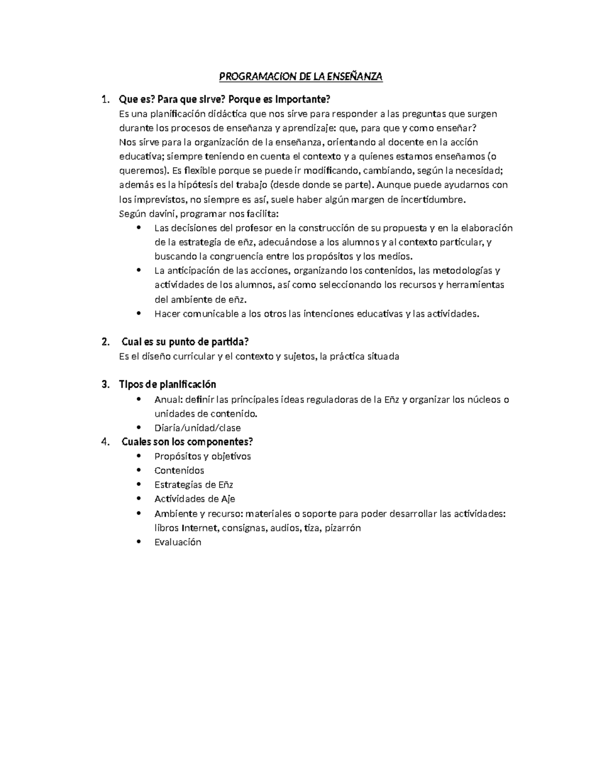 Didactica 2 Parcial - Mmbjjjkoi jsila ajilz a - PROGRAMACION DE LA ENSEÑANZA Que es? Para que ...