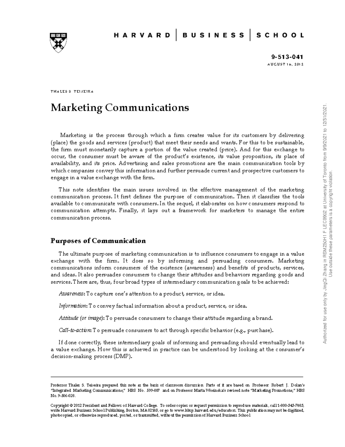Marketing communications case study - 9 - 513- 041 A U G U S T 1 6 , 2 ...