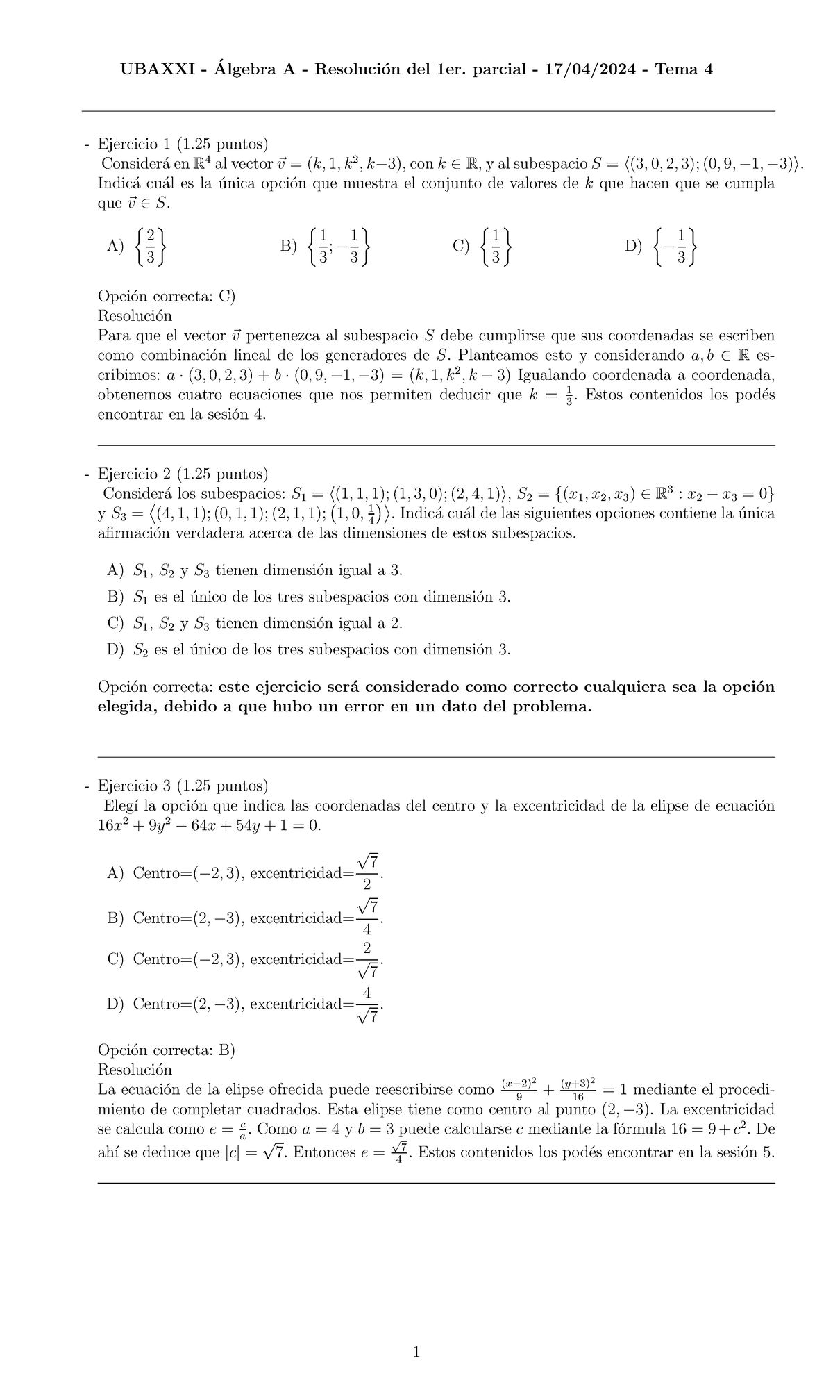2024 1C 1 P T4 Resuelto - descripcion - UBAXXI - ́Algebra A - Resoluci ...