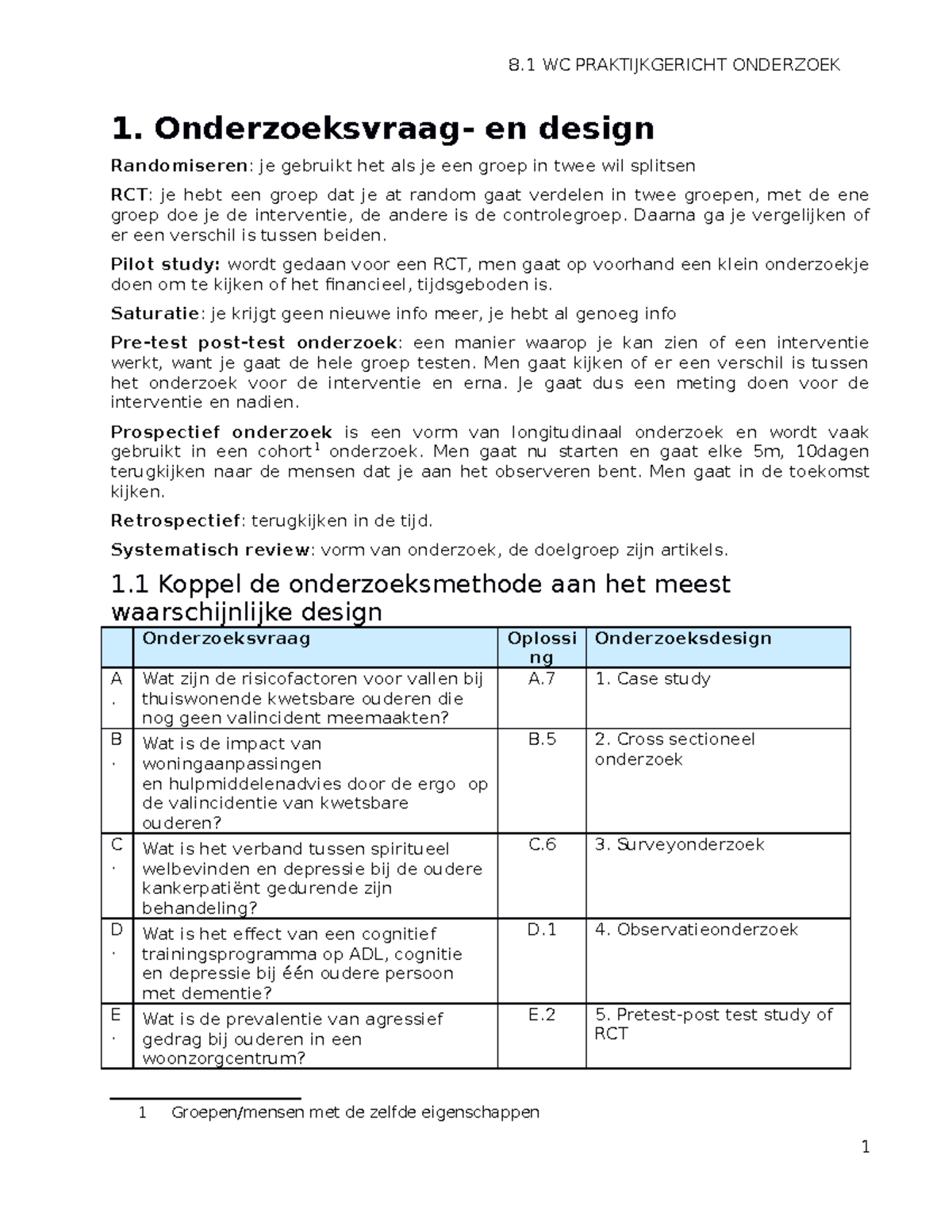 WC Onderzoeksvraag- en design - 1. Onderzoeksvraag- en design ...