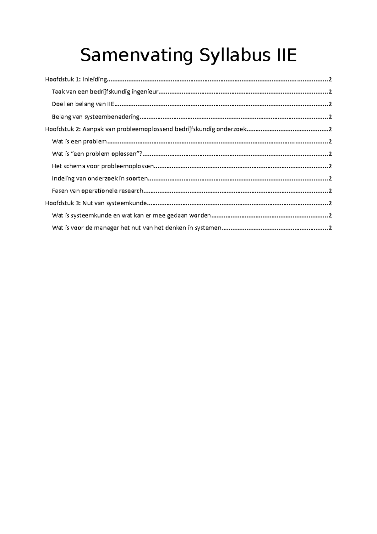 Samenvating Syllabus IIE - - Studeersnel