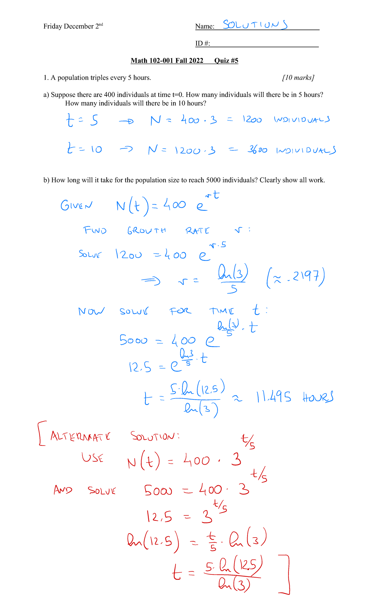M102quiz5 Solution - practice for quiz and exam - Friday December 2nd ...