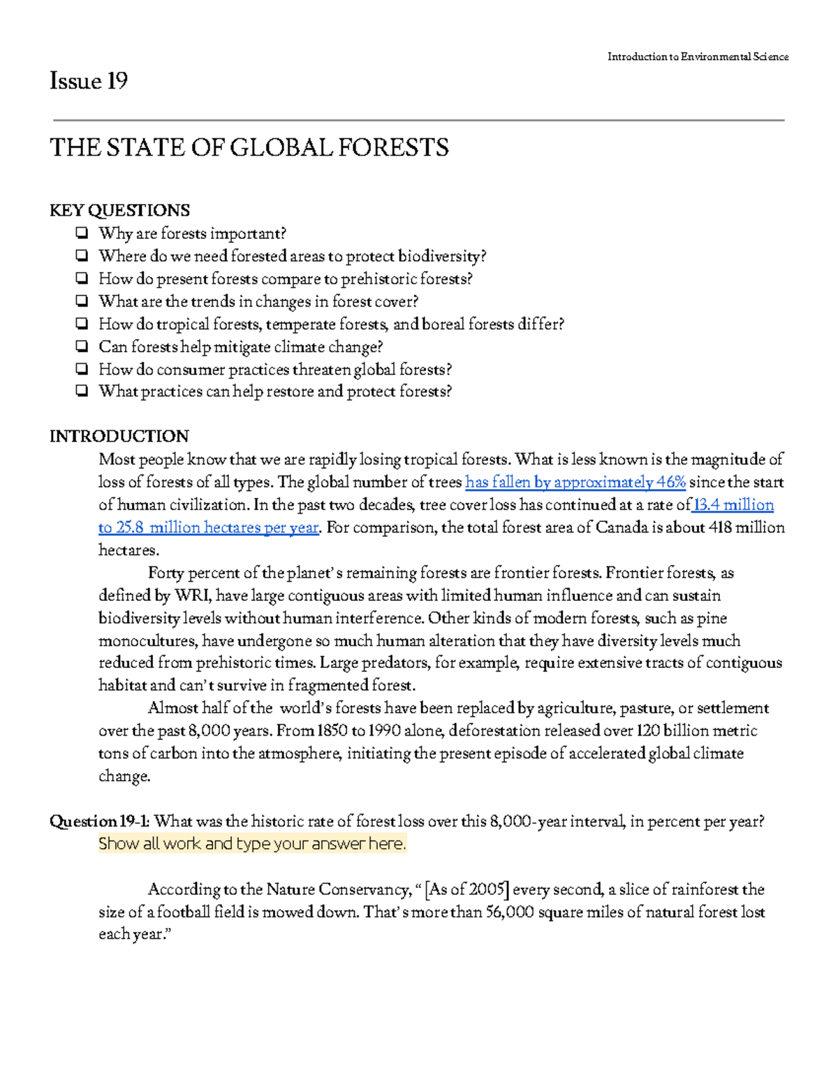 Issue 19 The State of Global Forests - Introduction to Environmental ...