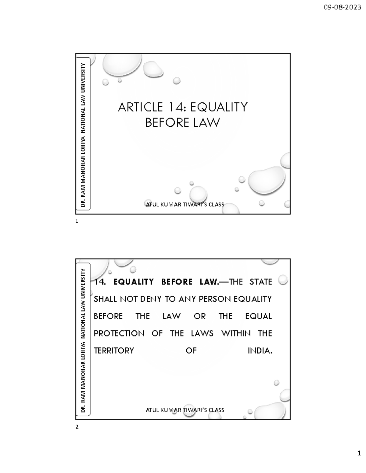 Right to Equality-Article 14 - ARTICLE 14: EQUALITY BEFORE LAW DR. RAM ...