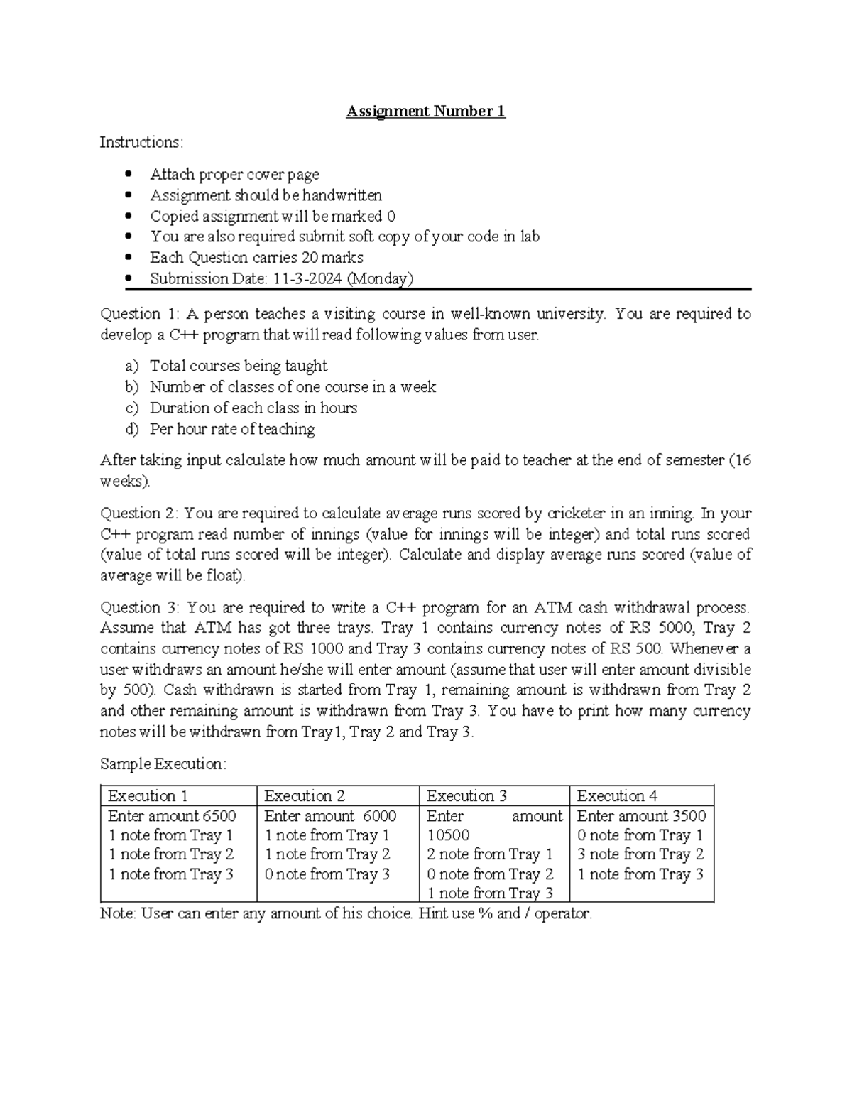 Assignment 1 - You are required to develop a C++ program that will read ...