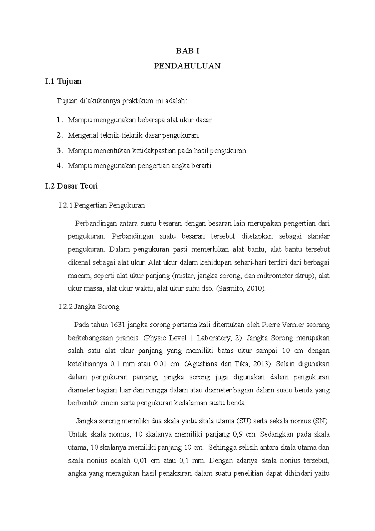 Laprak Dasar-Dasar Pengukuran - BAB I PENDAHULUAN I Tujuan Tujuan ...