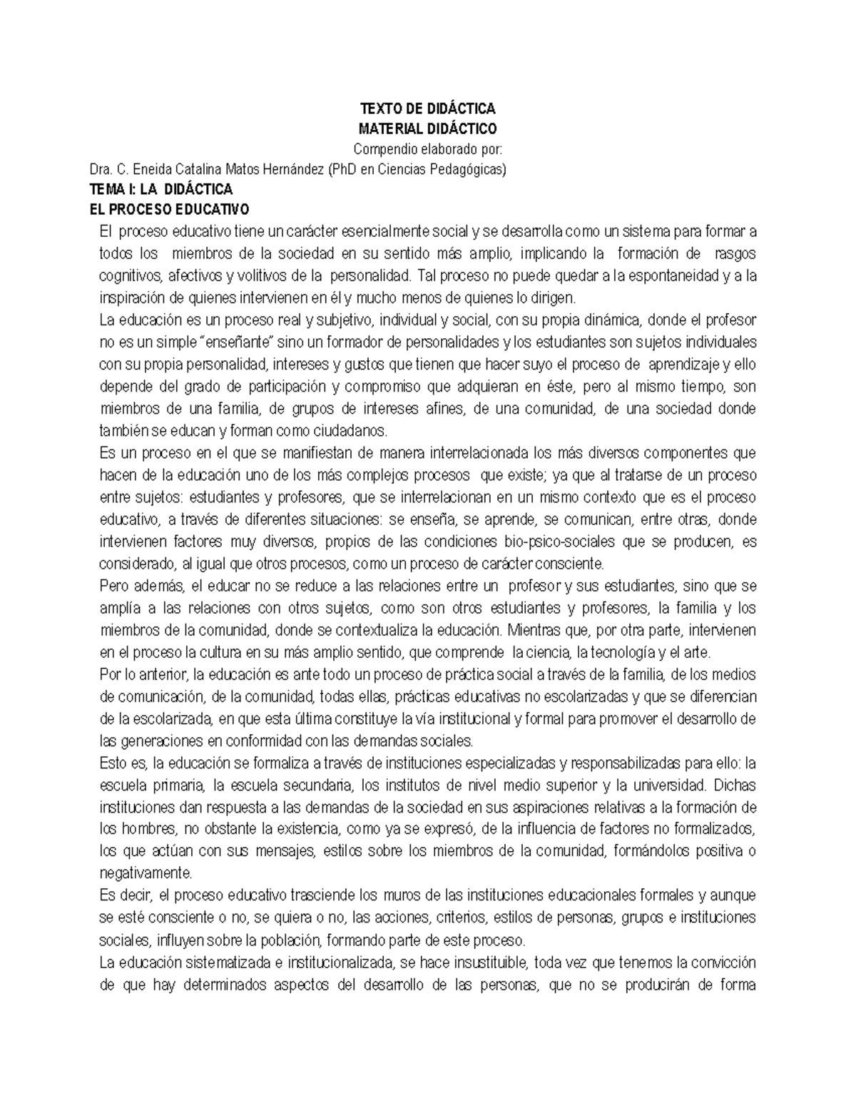 Texto Básico, Didäctica - TEXTO DE DIDÁCTICA MATERIAL DIDÁCTICO ...