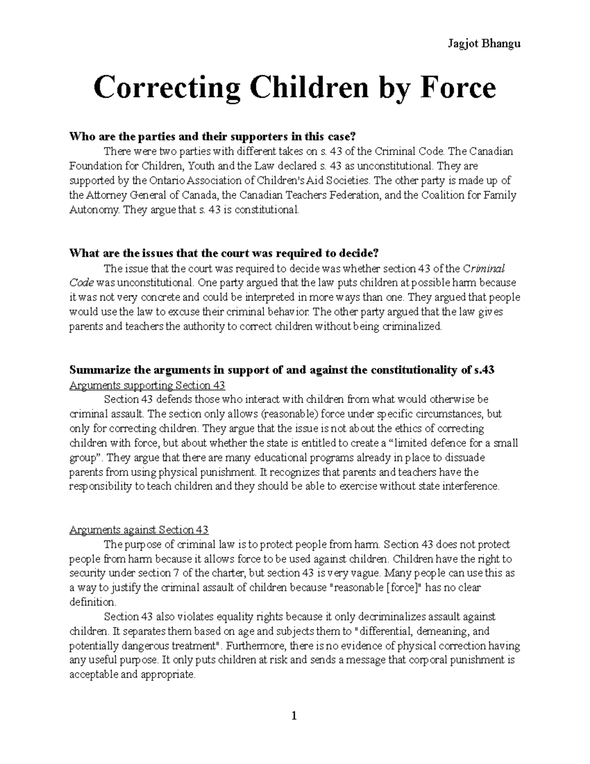 Correcting Children by Force - Jagjot Bhangu Correcting Children by ...