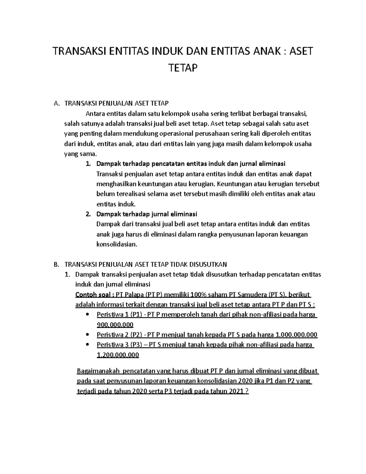 Transaksi Entitas Induk DAN Entitas ANAK - TRANSAKSI ENTITAS INDUK DAN ...