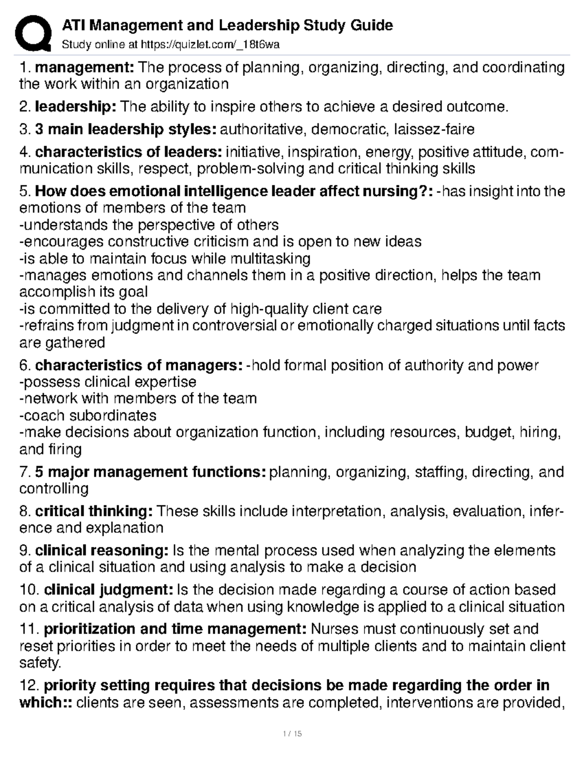 AHIP Management and Leadership Study Guide - Study online at quizlet ...