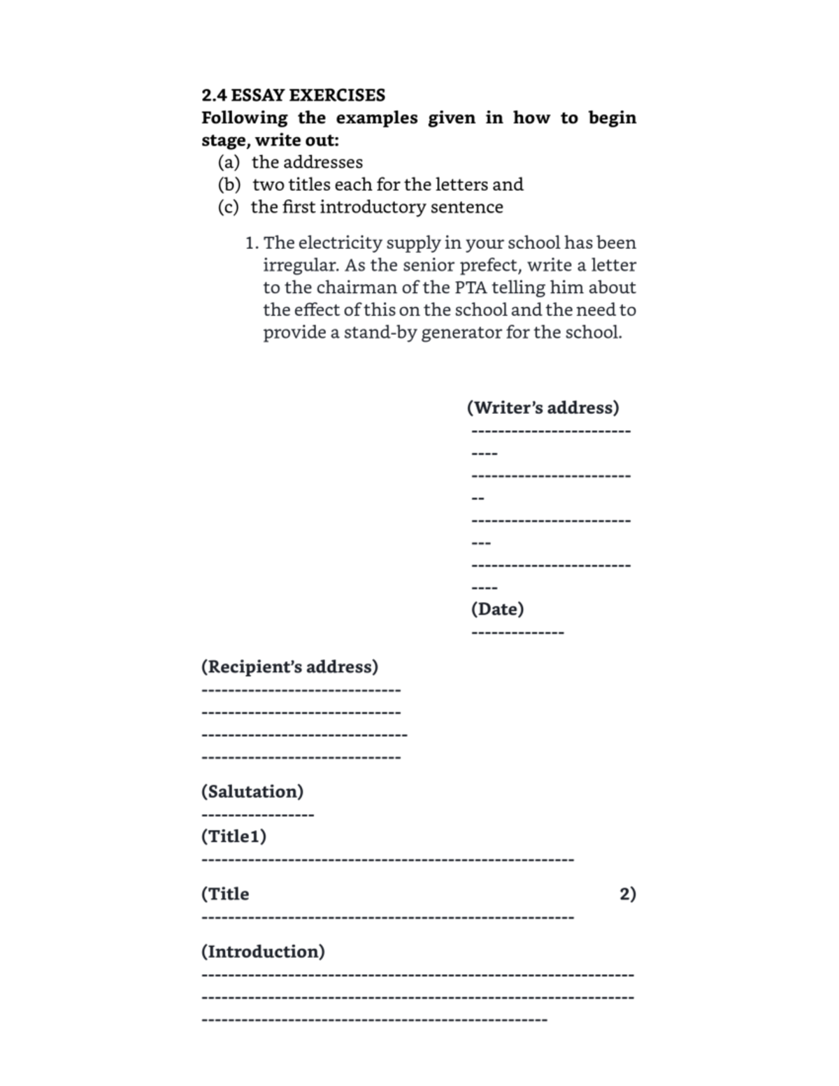 English grammar essay and letter - Studocu