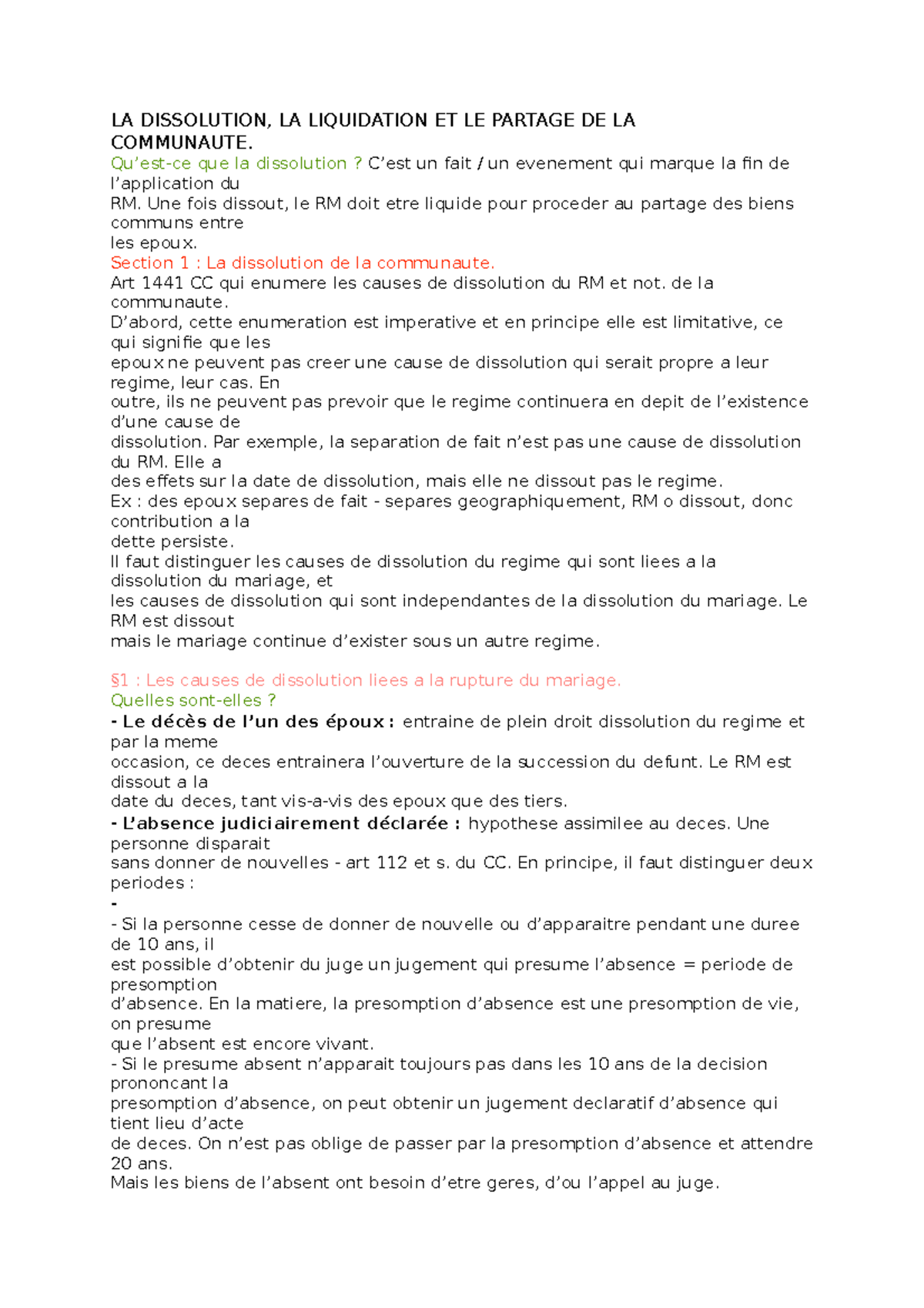 LA Dissolution, LA Liquidation ET LE Partage - LA DISSOLUTION, LA ...