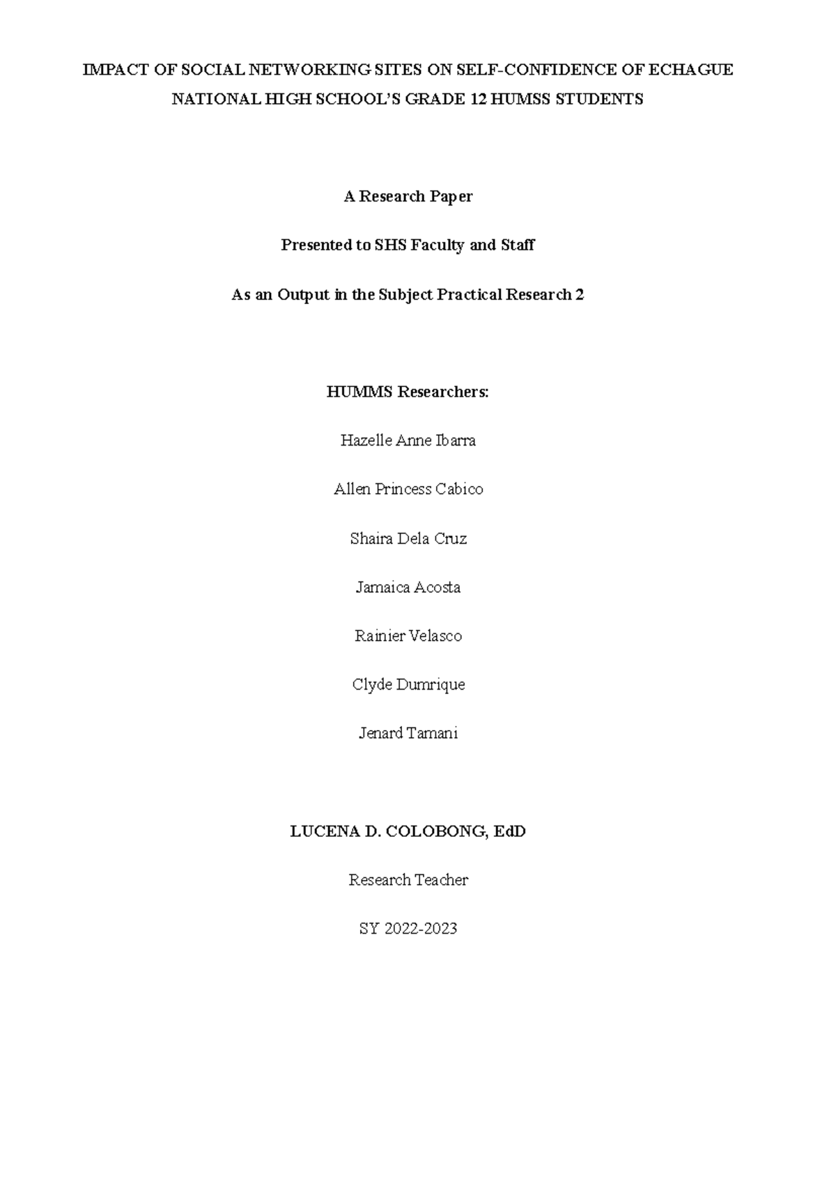 PR2 Medyo Final - I'm good at essays. - IMPACT OF SOCIAL NETWORKING ...