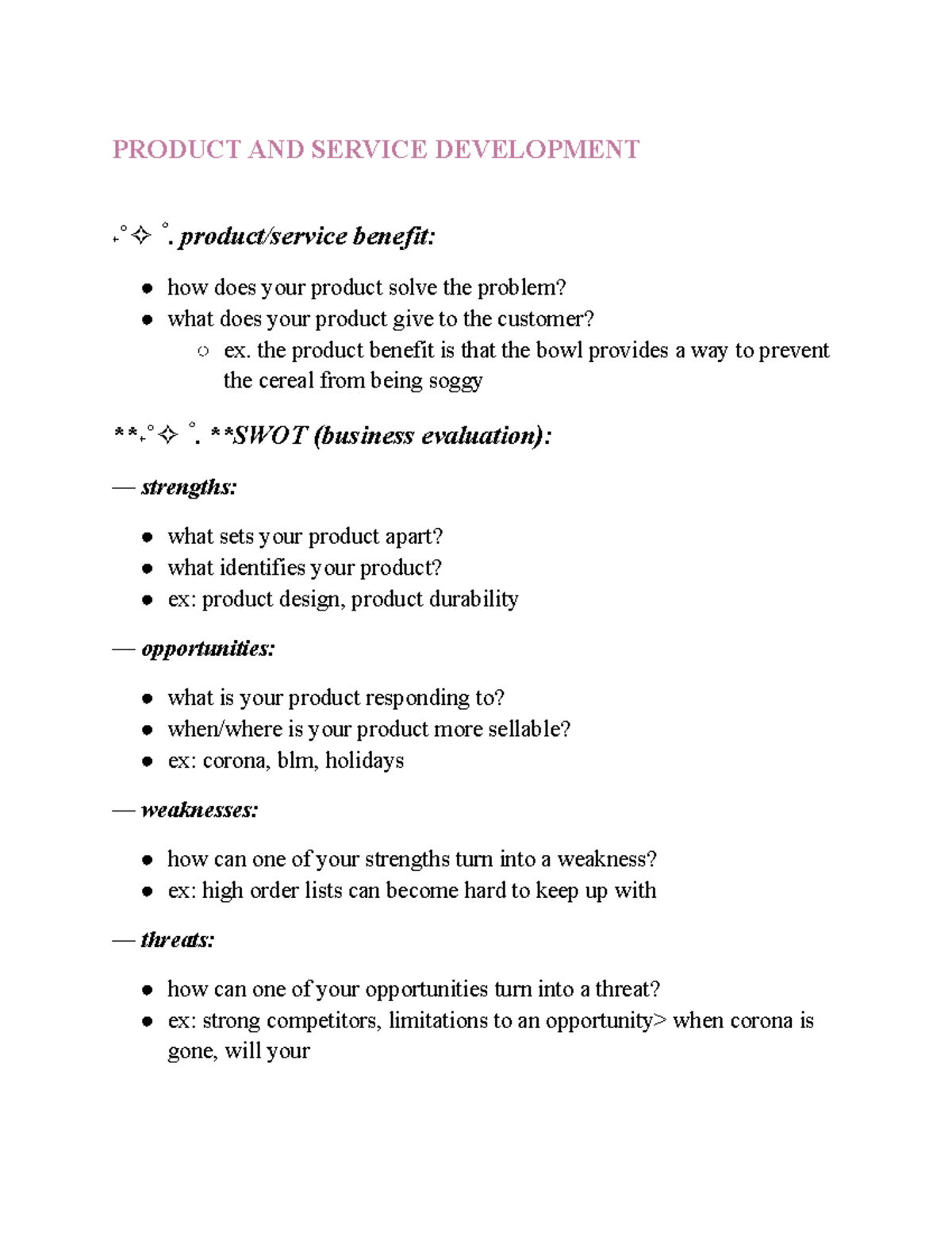 Product AND Service Development - PRODUCT AND SERVICE DEVELOPMENT ₊ ̊ ﾟ ...