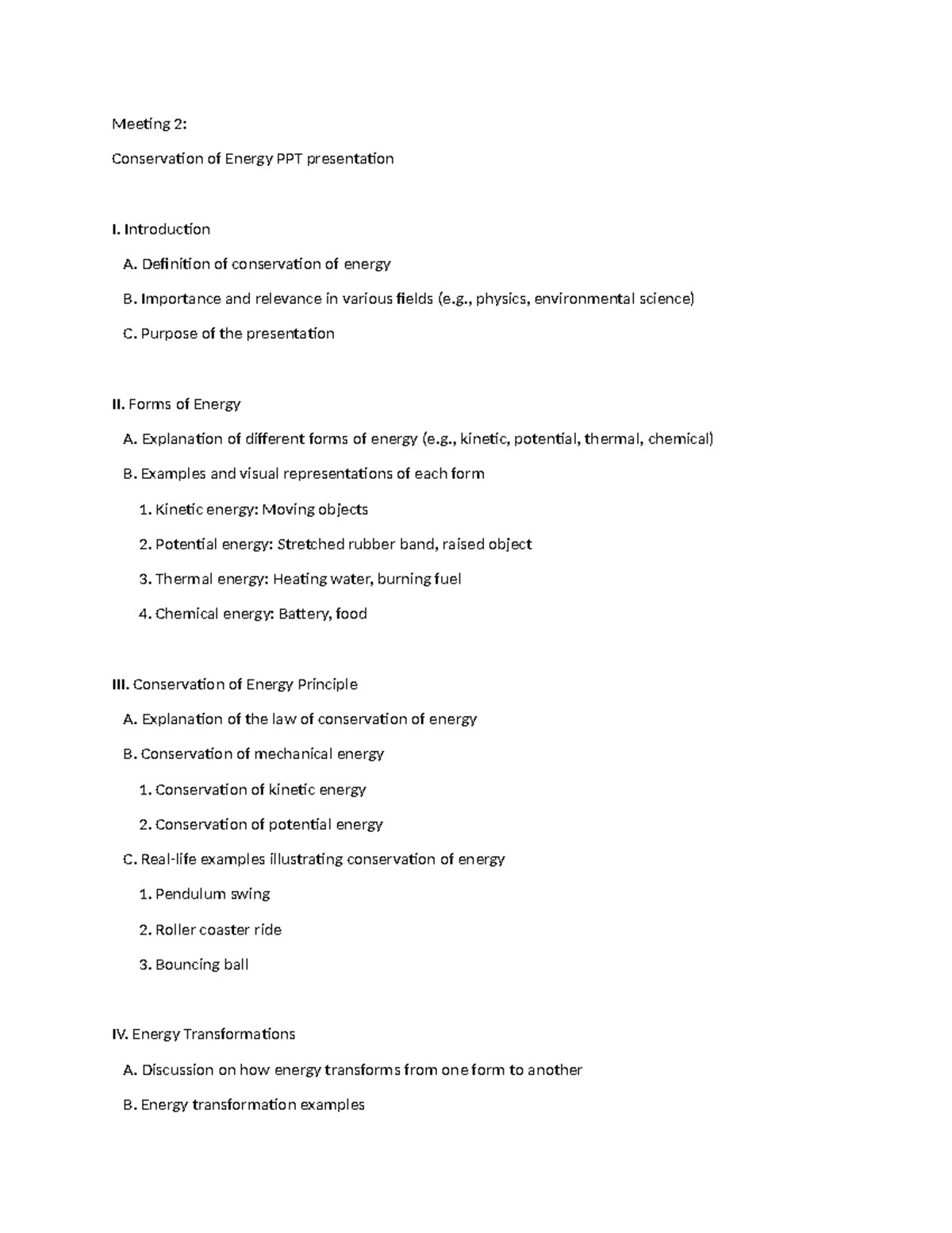 Meeting 2 - study - Meeting 2: Conservation of Energy PPT presentation ...