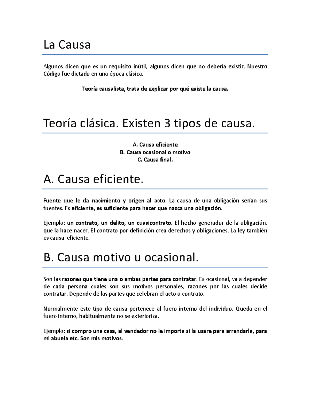La Causa - Requisitos del acto jurídico - La Causa Algunos dicen que es ...