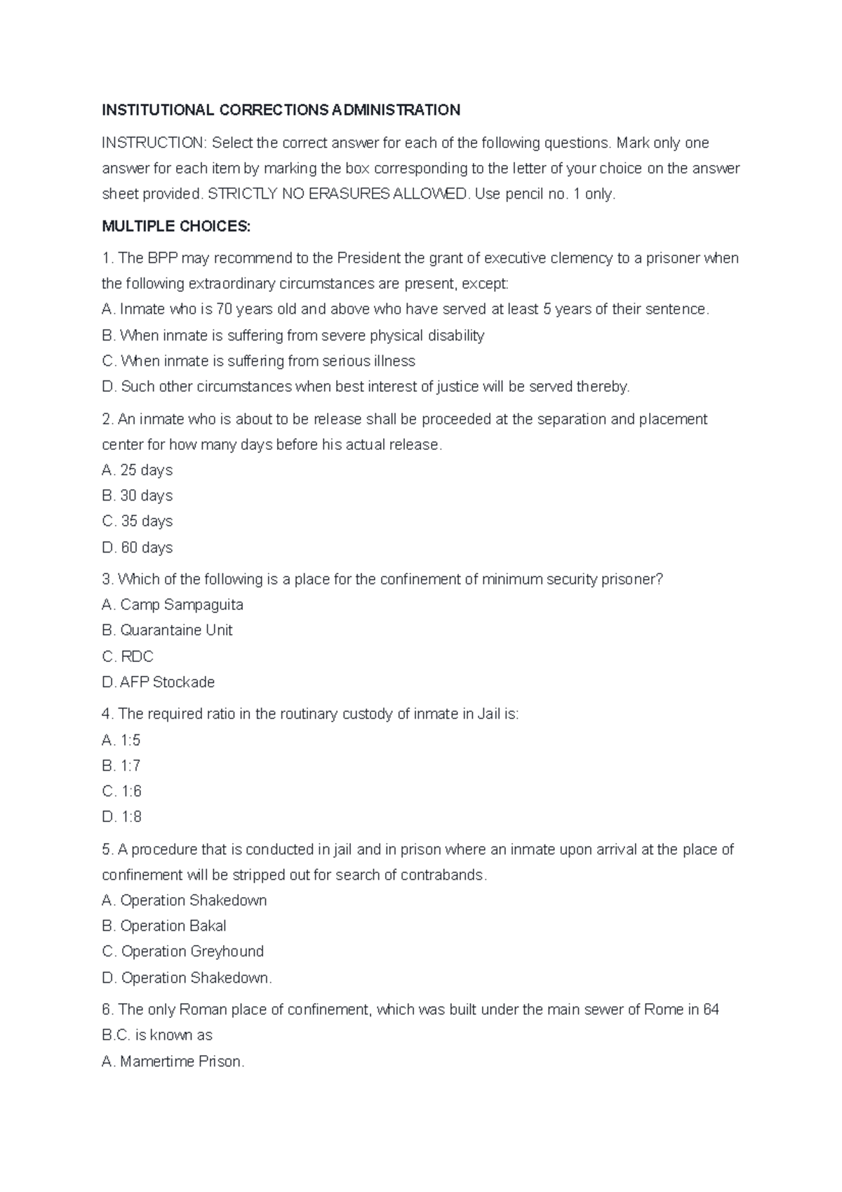 Institutional Corrections Administration - INSTITUTIONAL CORRECTIONS ...