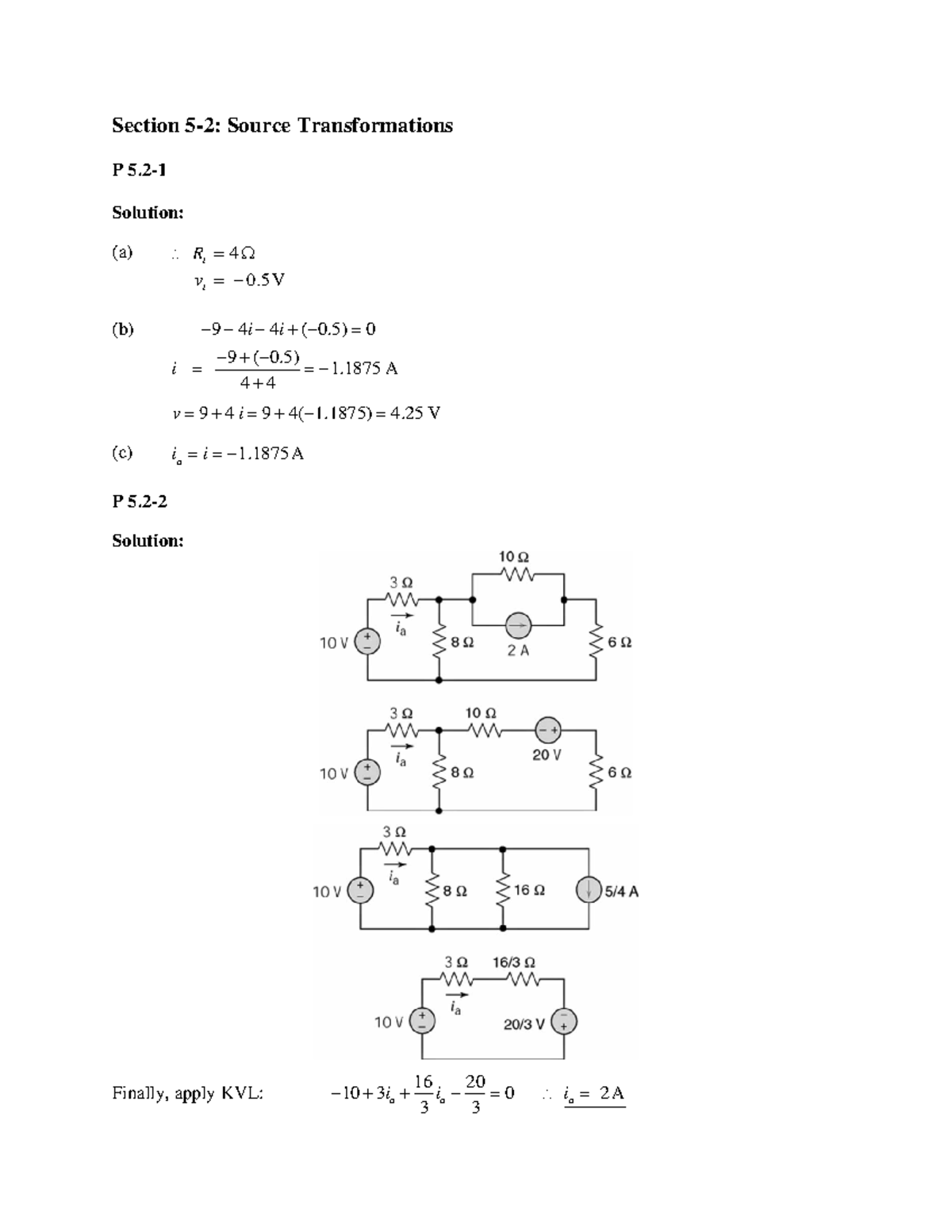5ְו - 회로이론 5장/너노튜큐뉴뉴ㅠㄴ - Section 5-2: Source Transformations P 5 ...