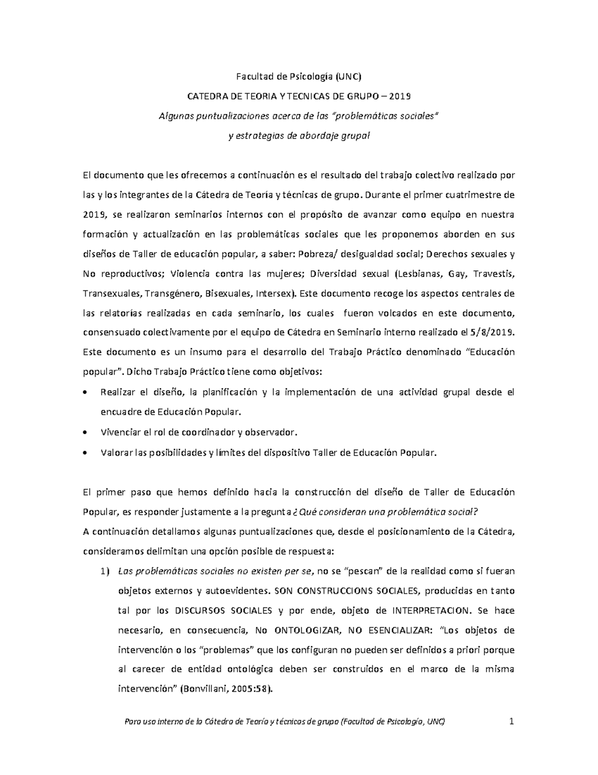 Ficha de C tedra Problem ticas sociales - Para uso interno de la C·tedra de TeorÌa y tÈcnicas de ...
