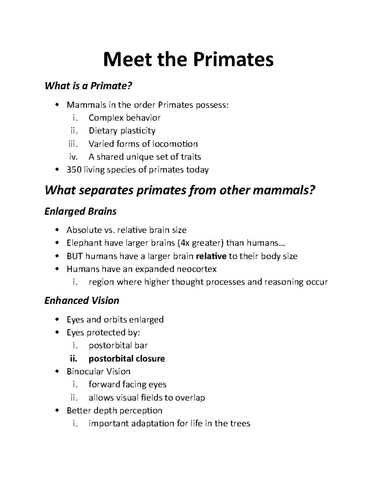 Lecture 9 Primate Introduction - Meet the Primates What is a Primate ...