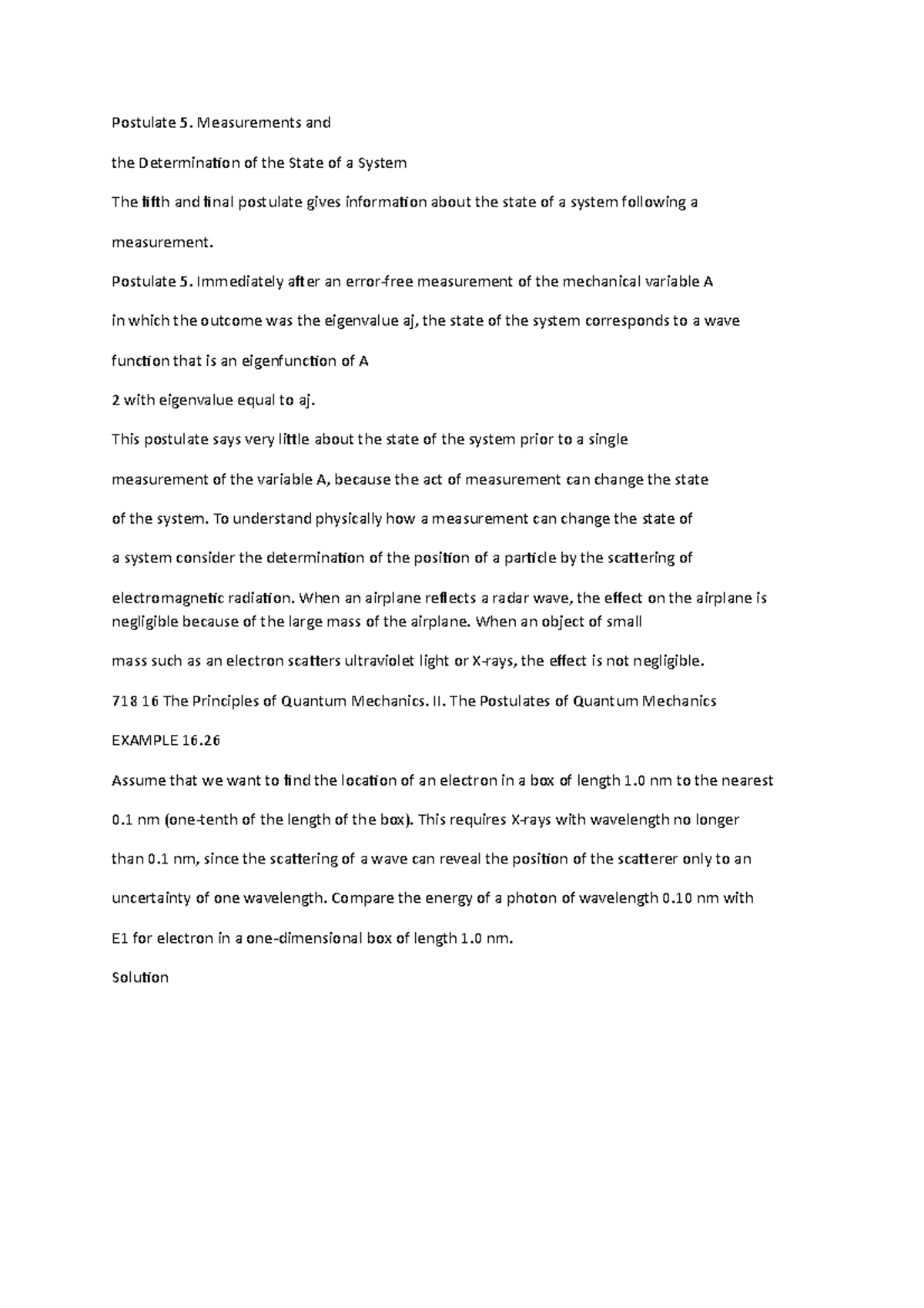Postulate 5 - Postulate 5. Measurements and the Determination of the ...