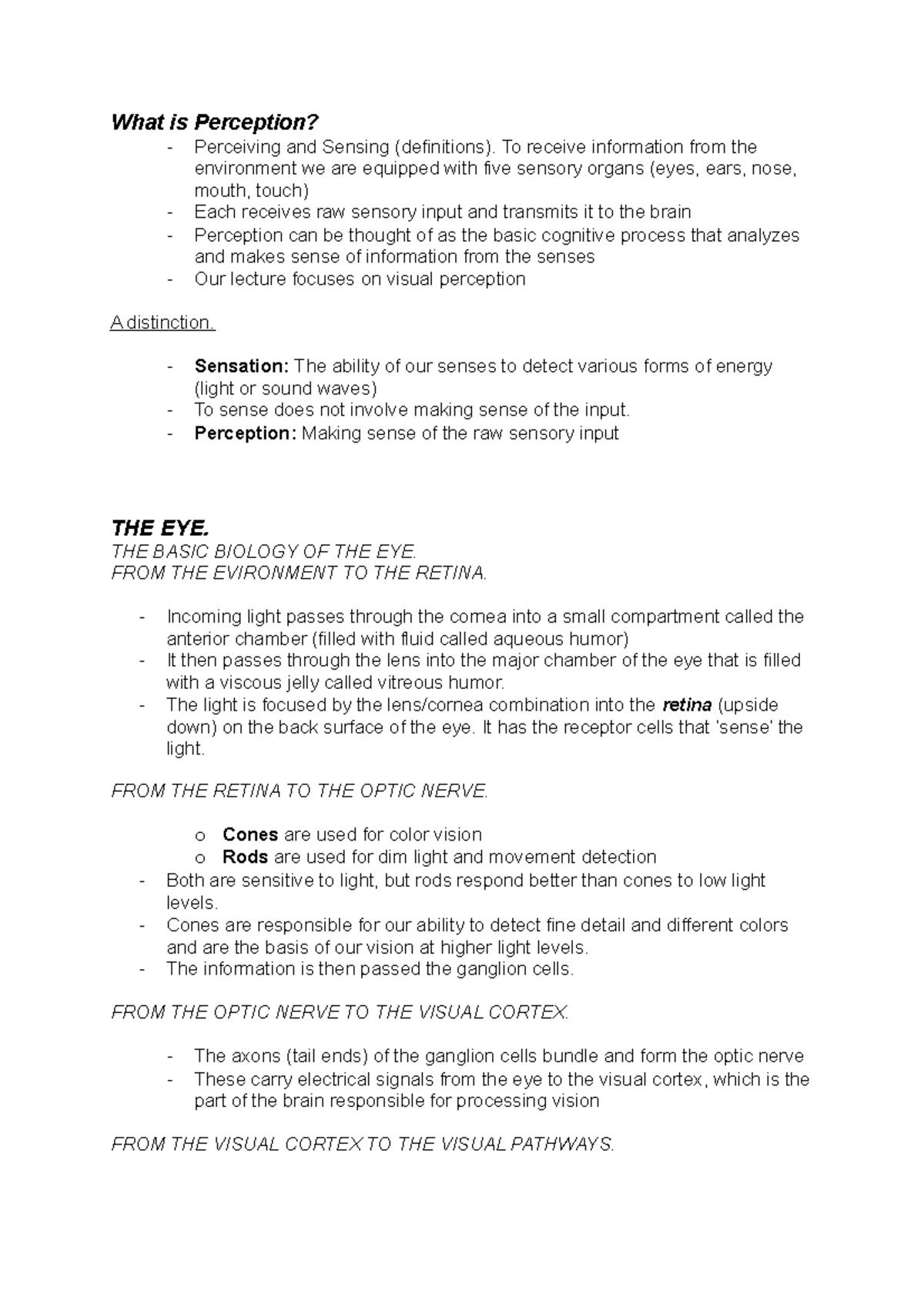 What is Perception - Lecture notes Cognitive Psychology - What is ...