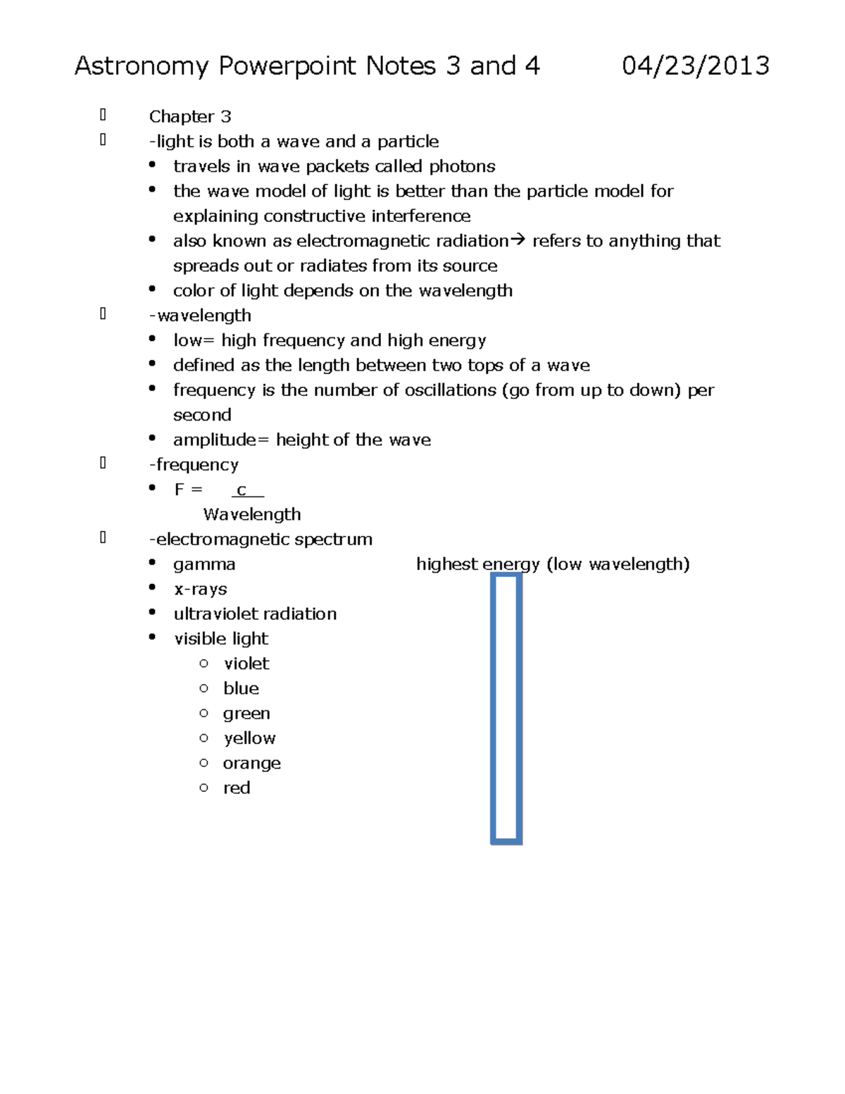 Astronomy Powerpoint Notes 3 and 4 - ASTR 007 - Studocu