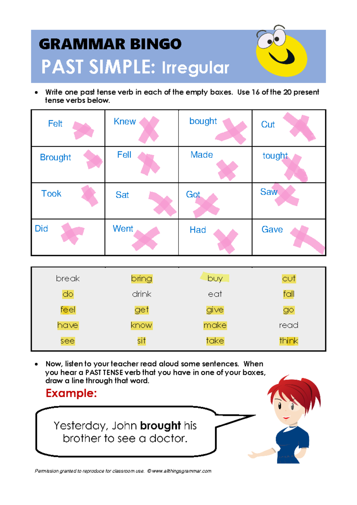 Workshop LG 5 Irregular Verbs - GRAMMAR BINGO PAST SIMPLE: Irregular ...